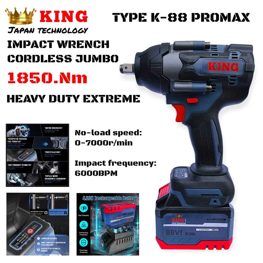 Jual bor tangan Impact Wrench pembuka baut Cordless Drill king japan ...