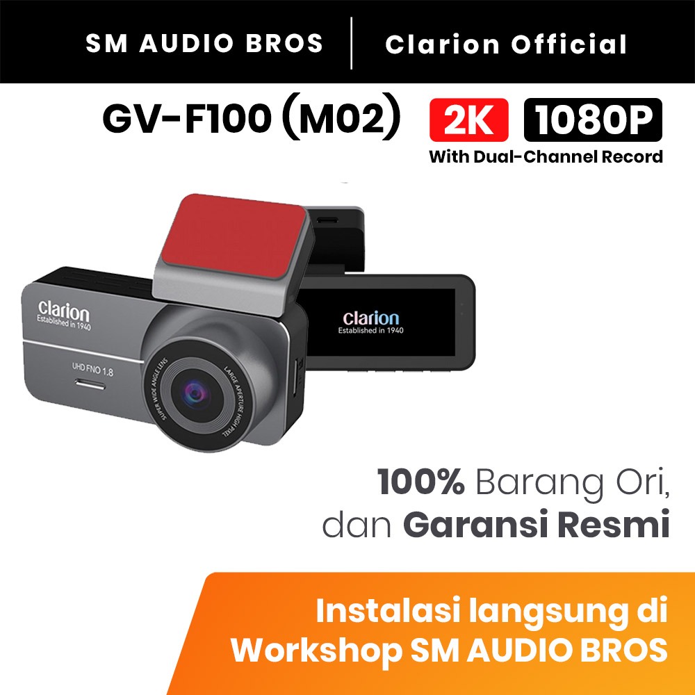 Jual Clarion GV F100 M02 Kamera Dashcam 2 Channel Front Camera 2K Rear ...