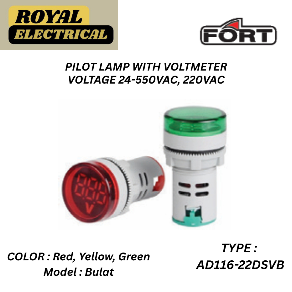 Jual FORT PILOT LAMP WITH VOLTMETER / 22MM / 220VAC / BULAT - Type ...