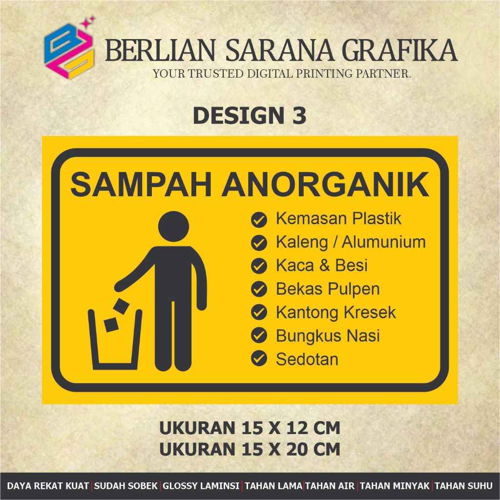 Jual STIKER LABEL TEMPAT SAMPAH, STIKER SAMPAH ORGANIK, STIKER SAMPAH ...