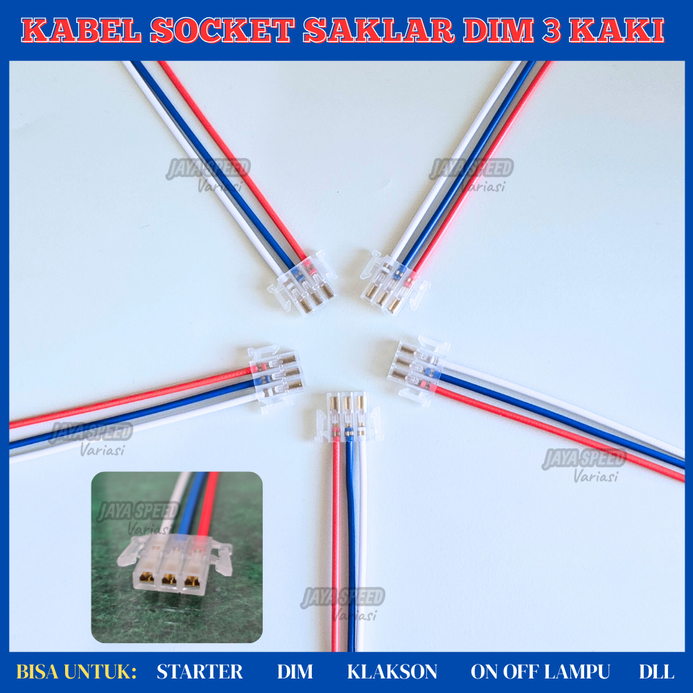 Jual JS Kabel Socket 3 Pin / Soket 3 Kabel Dim Starter Klakson Lampu ...