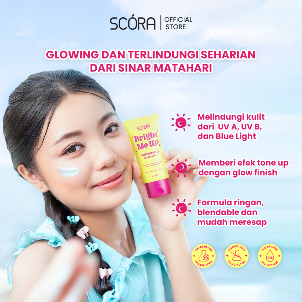 Jual [Glowing Set] SCORA Bright Me Up Sunscreen 40 Gr + SCORA Gentle ...