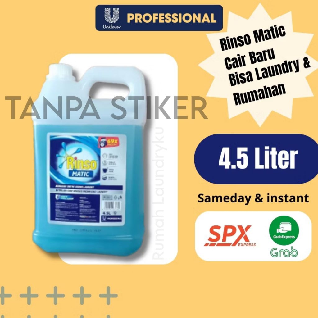 Jual Rinso Matic Cair Profesional 4.5 Liter Deterjen Rumahan Dan ...