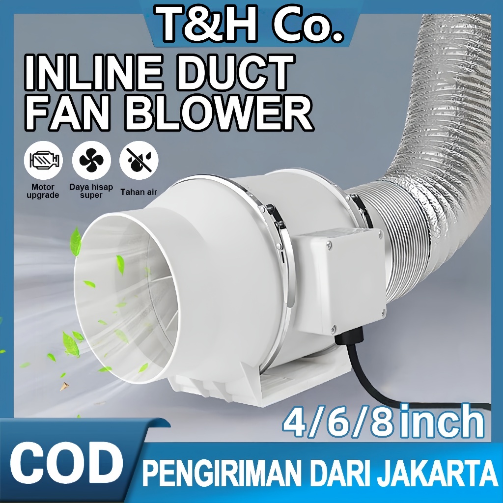Jual 4"6"8" 220V Blower Dapur Penghisap Asap Kipas Angin Buang Diam ...