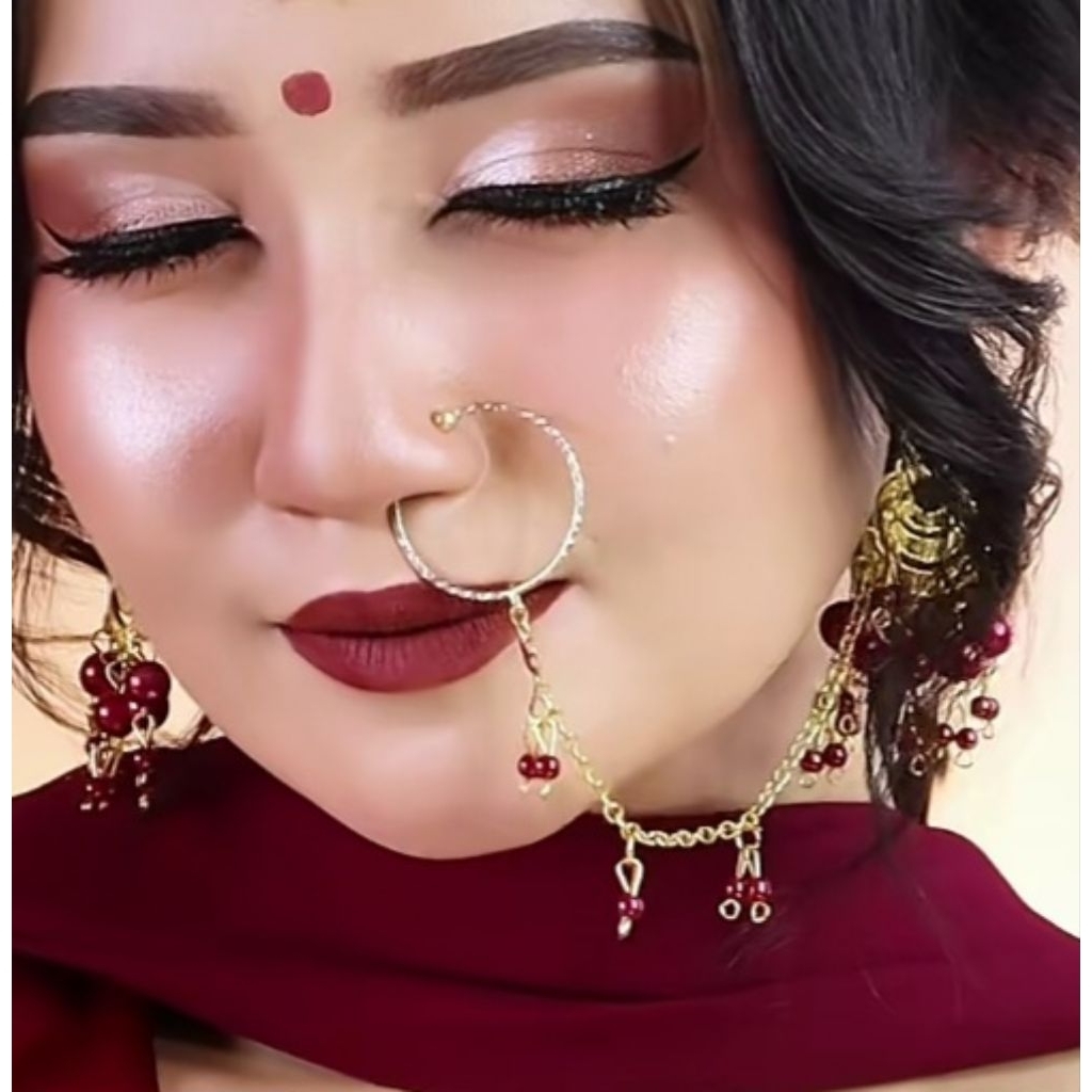 Jual Anting Hidung India Gold Silver Mutiara 2 Juntai | Shopee Indonesia