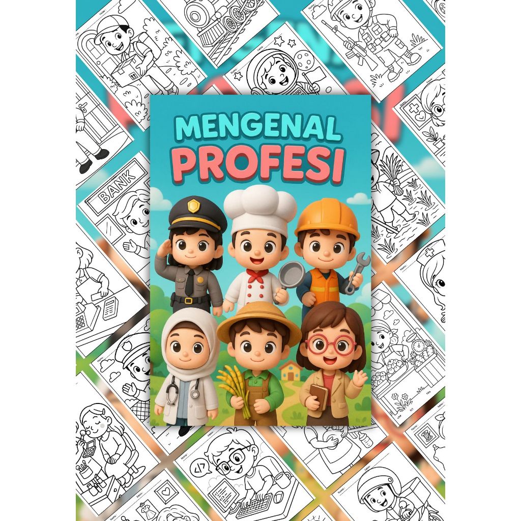 Jual Lembar Mewarnai Anak Mengenal Profesi - 25 Halaman | Shopee Indonesia
