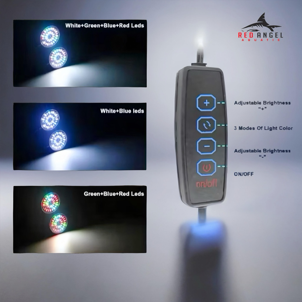 Jual ( 10 bonus 1) lampu led aquarium mini bulat controler 3 warna ...