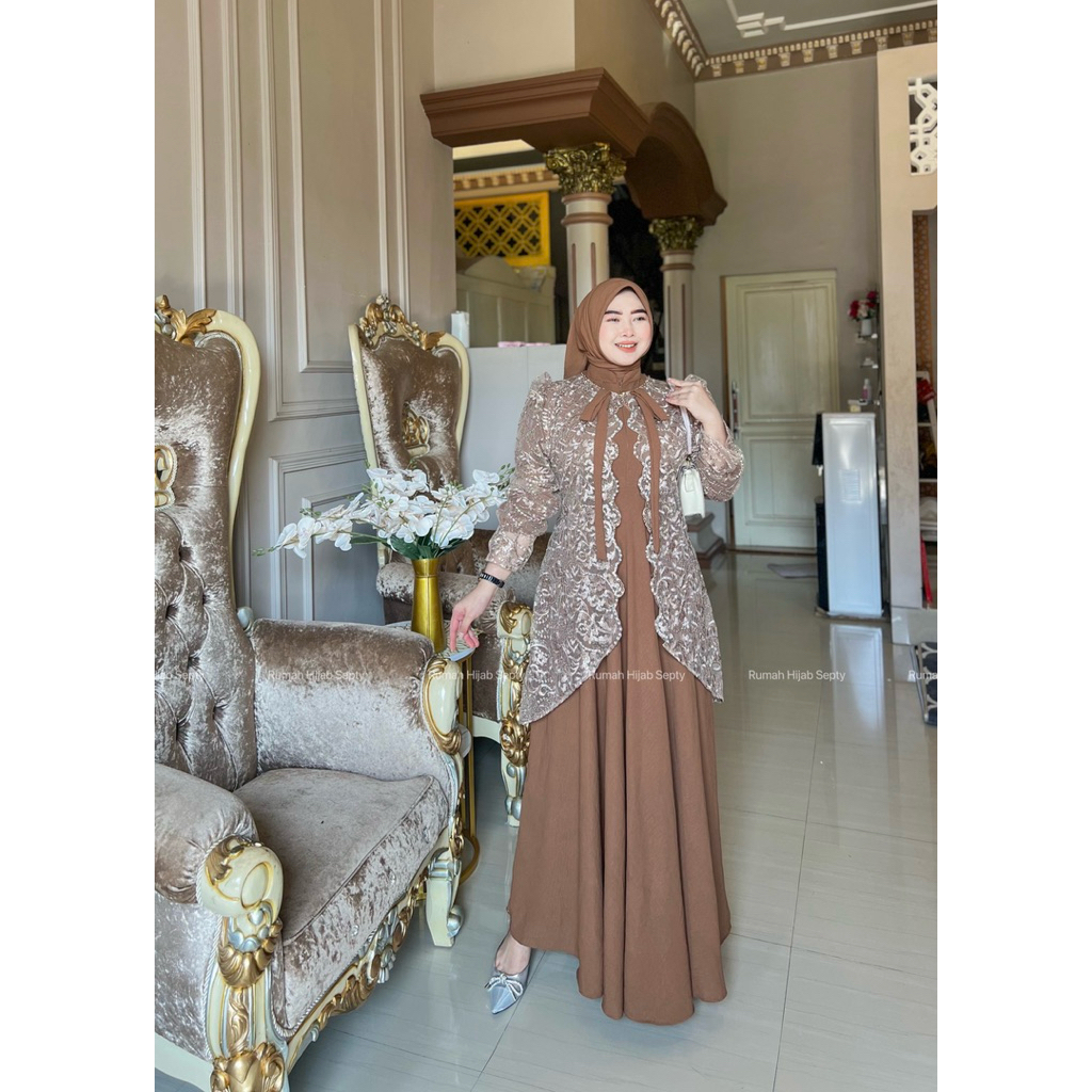 Jual {RHS} Athalia gamis brokat payet simple kekinian / gamis mayung ...