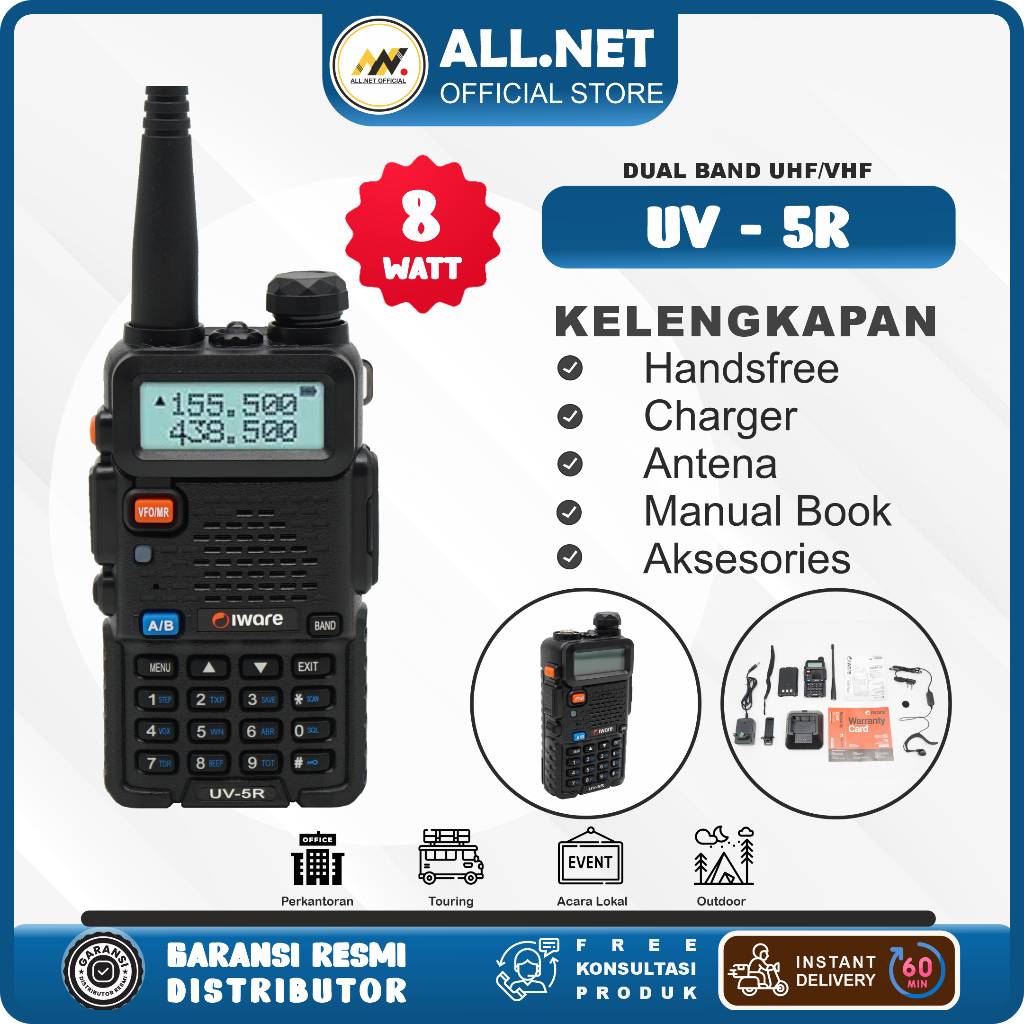 Jual HT Handy Talkie Iware Pofung UV 5R IW-UV5R Dual band UHF & VHF ...