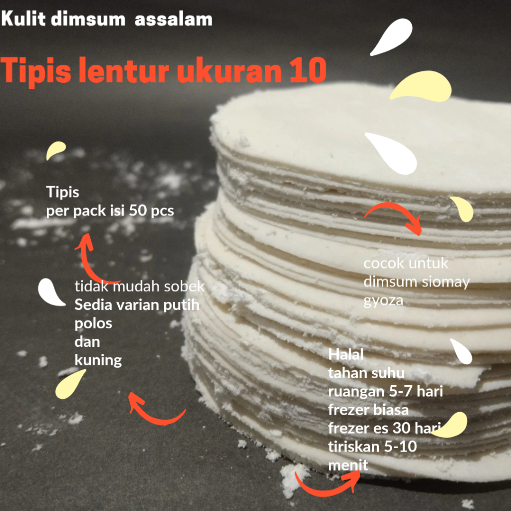 Jual Kulit dimsum siomay pangsit gyoza bulat tipis polos uk.10 cm isi ...