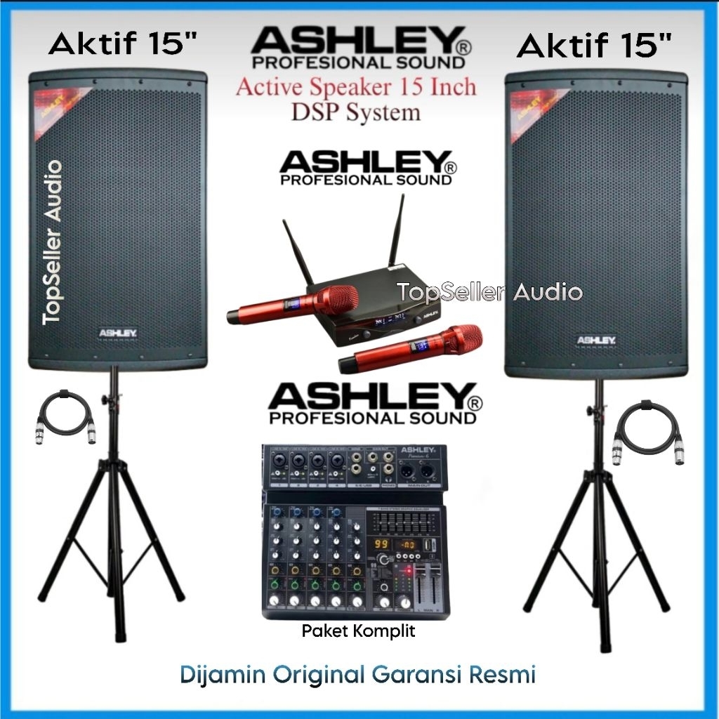 Jual Paket Sound System Karaoke Speaker 15 Inch Aktif Ashley HERO 15A Original Mixer Ashley ...