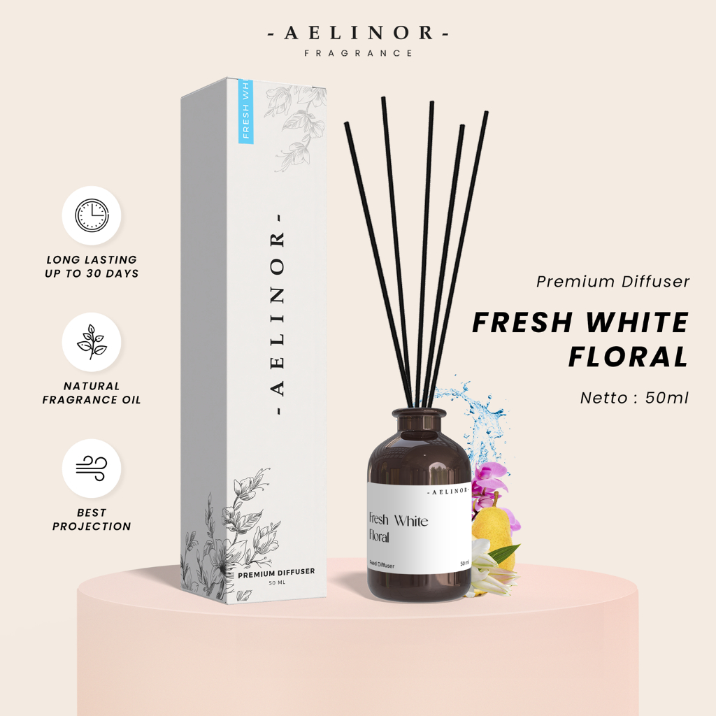 Jual Reed Diffuser Aelinor Fresh White Floral Pengharum Ruangan Pewangi ...