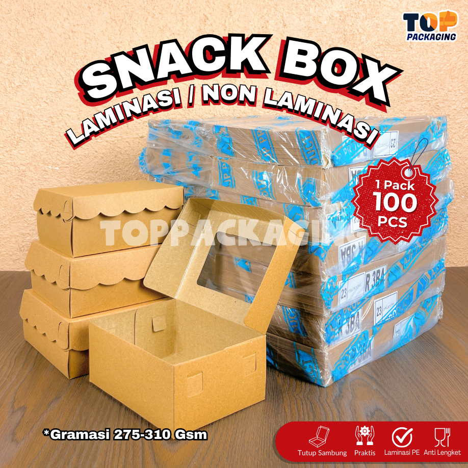 Jual [PACK] Snack Box Kraft Coklat R2 R3 R5 R6 R7 Kotak Window Polos ...