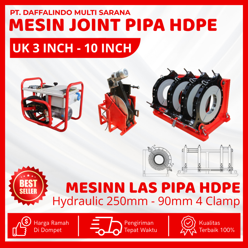 Jual Mesin Las Pipa Hdpe Hydraulic 250mm - 90mm Atau 10 Inch Ke 3 inch ...