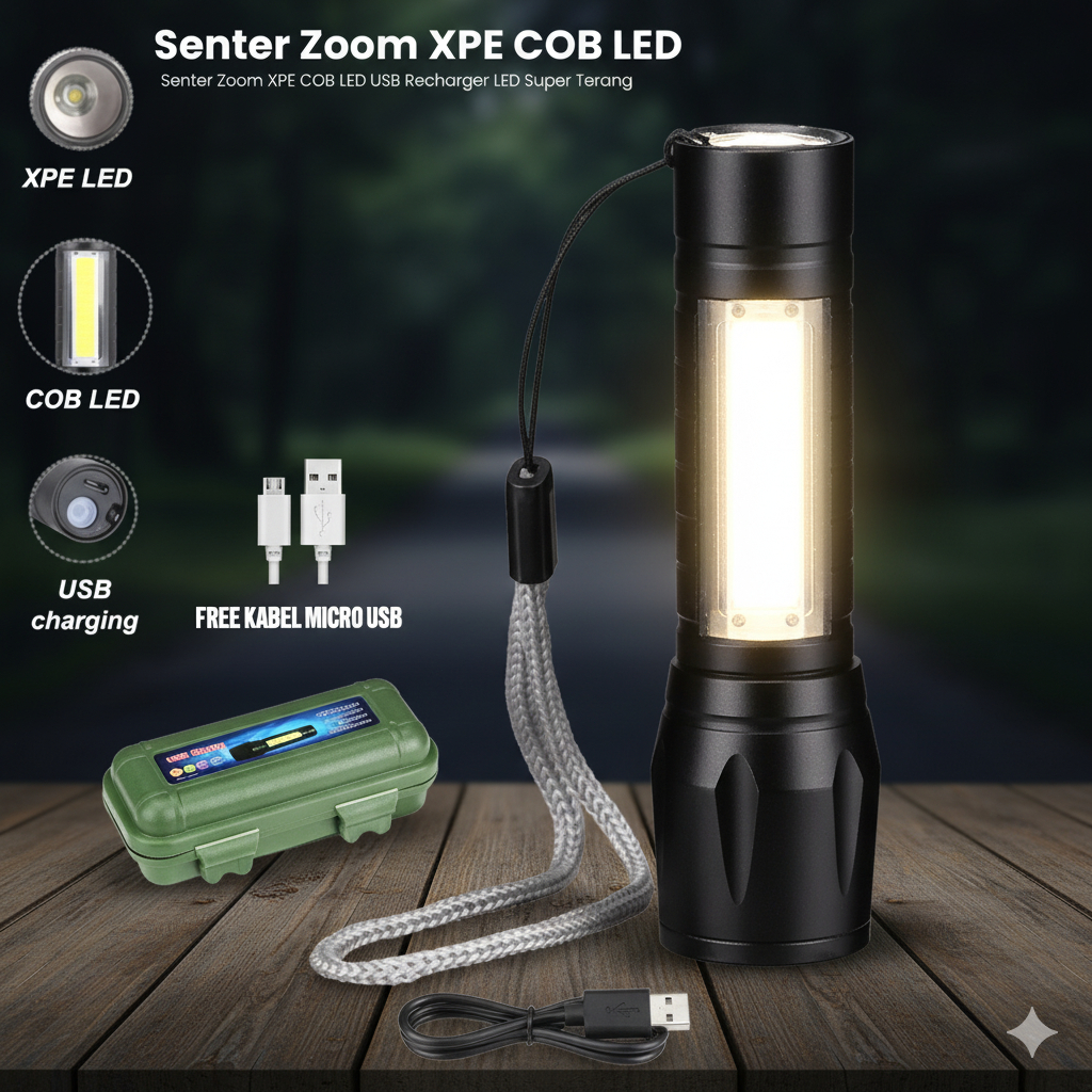 Jual [ Aurorashop88 ] Senter Mini Swat COB LED Zoom Super Terang ...