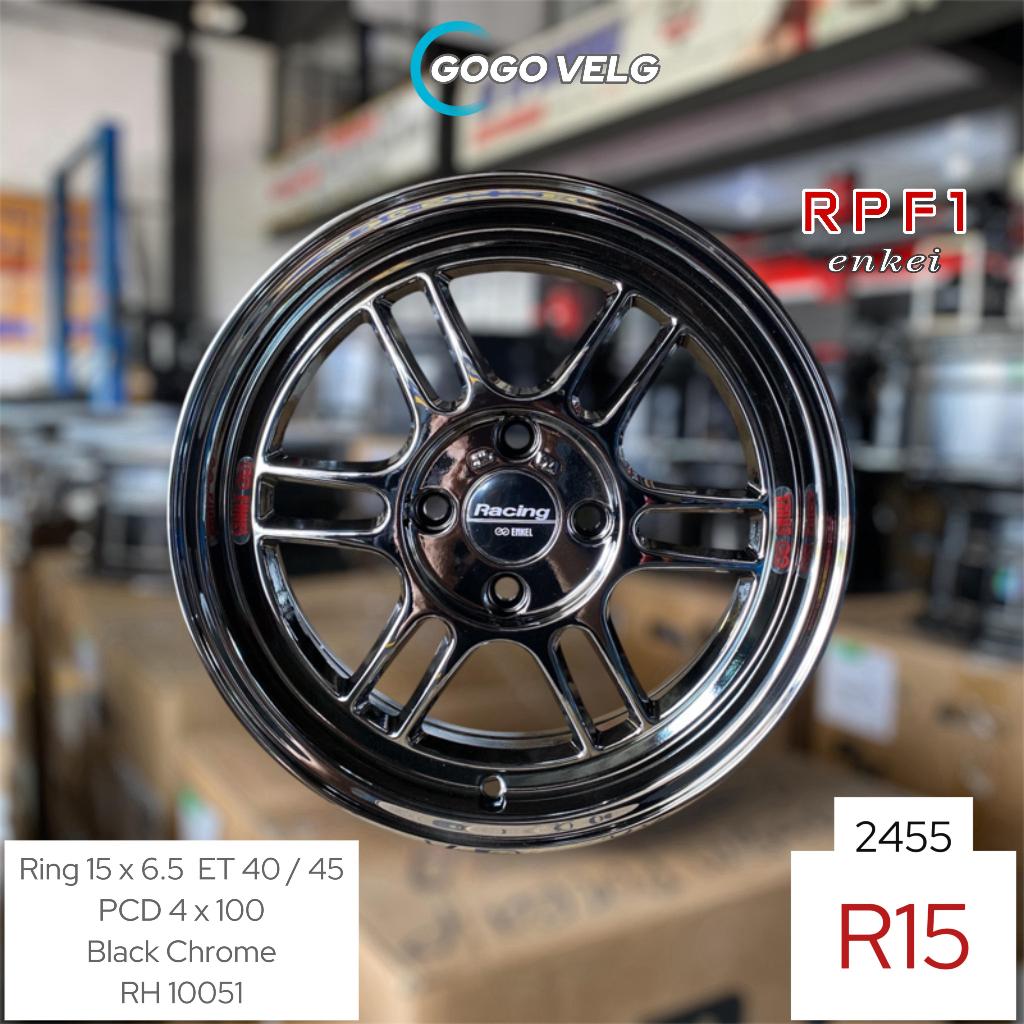 Jual Velg Mobil RPF1 R15 Lebar 6,5 Face 1 PCD 4X100 Black Chrome ET 40/ ...