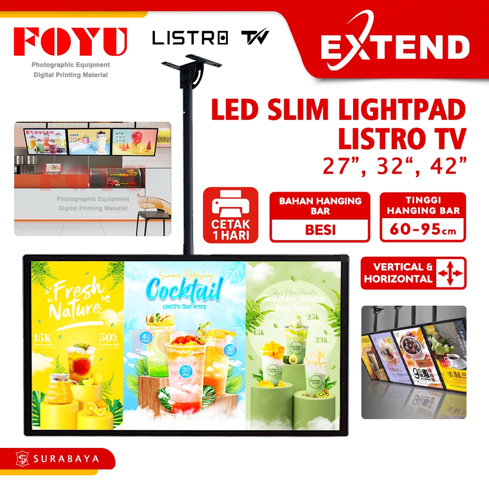 Jual Extend Listro TV LED Menu Slim Light Pad Display Poster Banner 27 ...
