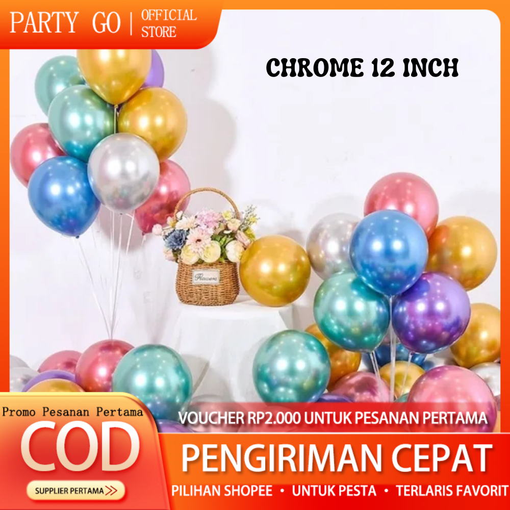Jual Balon Latex Chrome Metalik isi 50Pcs Balon Chrome Ballons Metalik ...