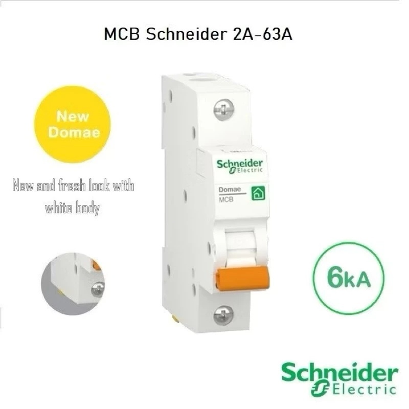 Jual MCB SCHNEIDER NEW DOMAE ELECTRIC 1PHASE 2A 4A 6A 10A 16A 20A 25A 32A 40A 50A 63A SNI ...