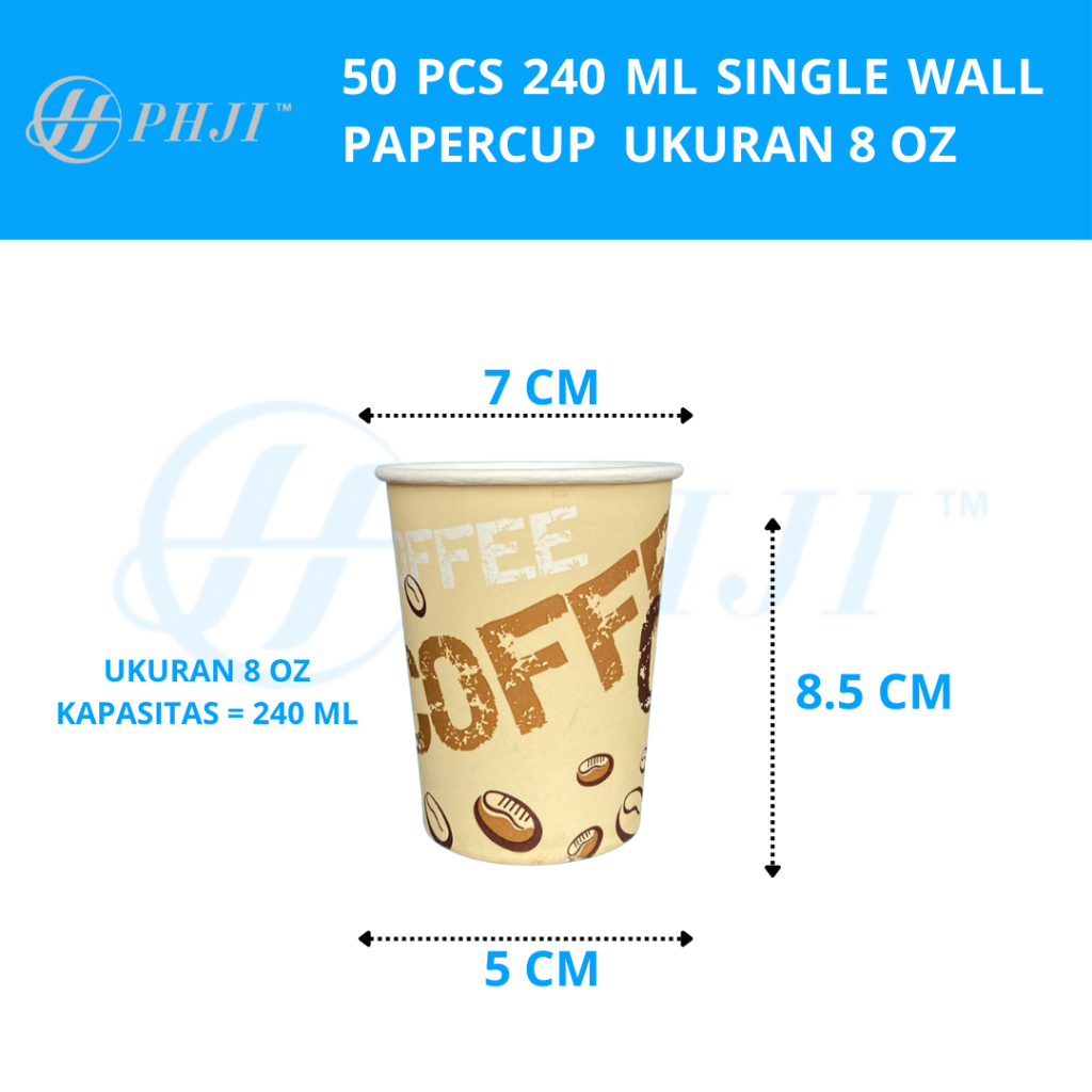 Jual [ 50 PCS ] PAPERCUP MINUMAN 8 OZ ( 240 ML ) MOTIF COFFE & TEH FOOD ...