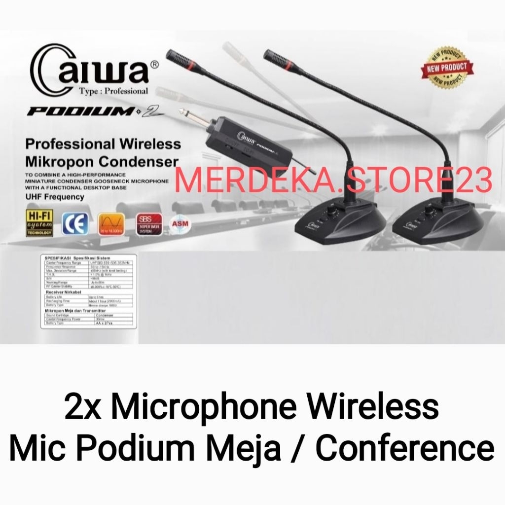 Jual NEW Mic Gooseneck / Conference Wireless aiwa Podium2 / Double ...