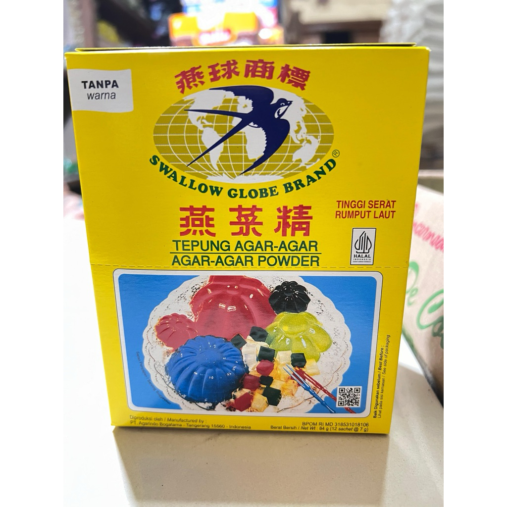 Jual Agar-Agar Powder SWALLOW Tanpa Rasa/Plain Kemasan Saset 7gr ...