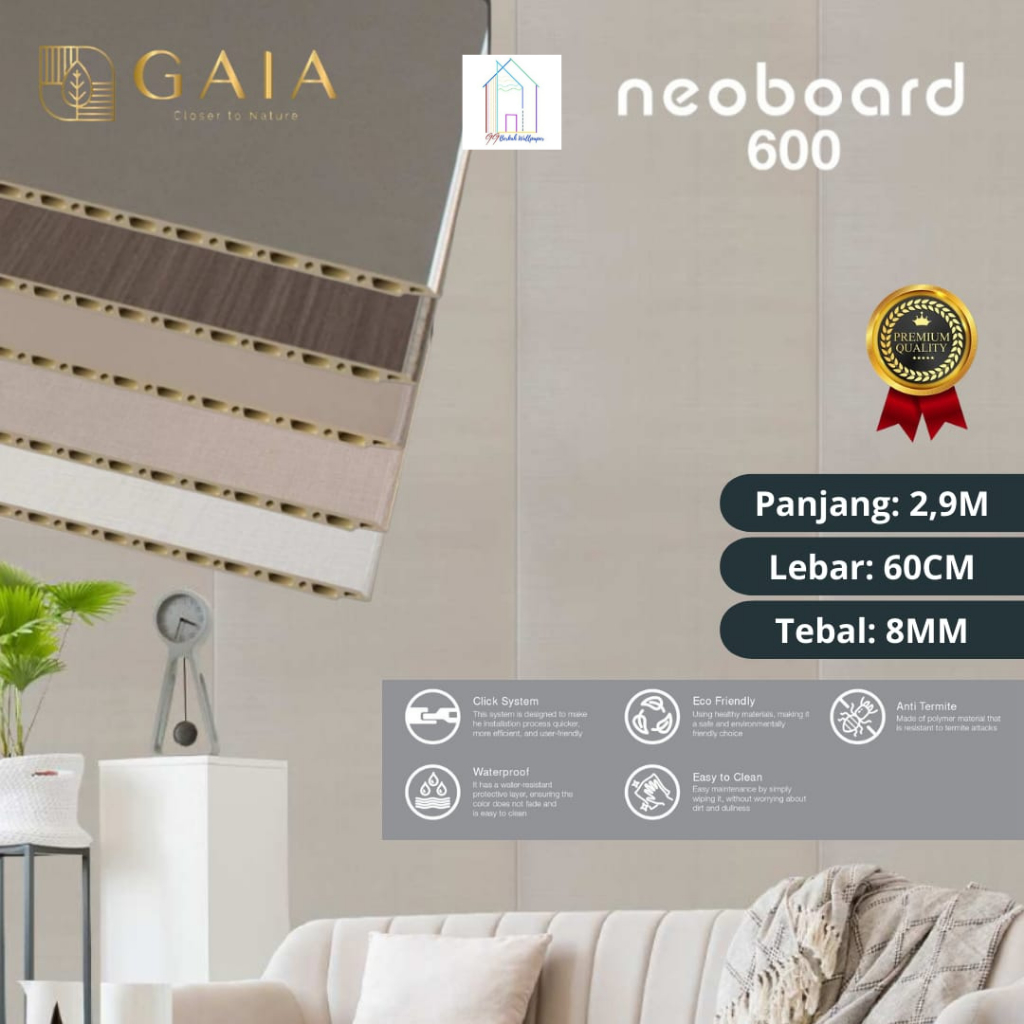 Jual GAIA NEOBOARD PANEL WALLBOARD PVC|WPC 3D 60CM TEBAL 8MM PREMIUM ...