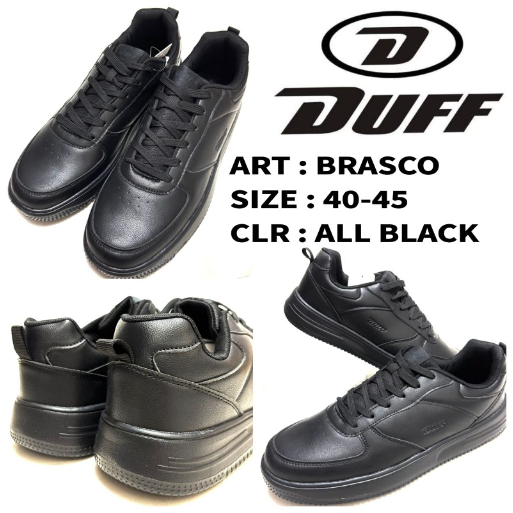 Jual Sepatu Sneakers Duff Brasco 40-45 Warna Full Hitam | Shopee Indonesia