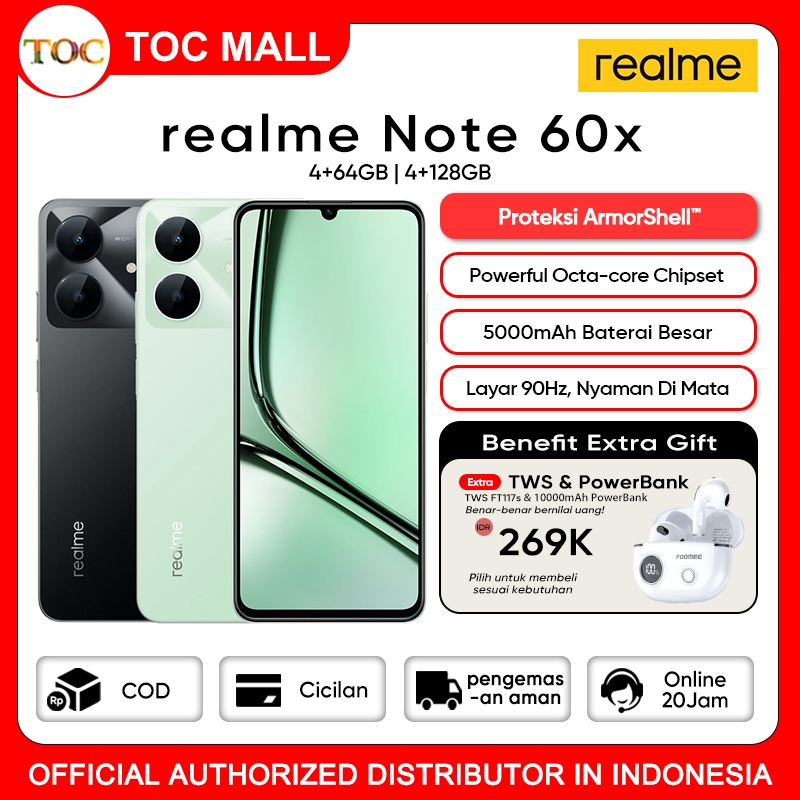 Jual Realme Note 60x 64GB | Baterai 5000mAh Tahan 2 Hari | Gaming ...
