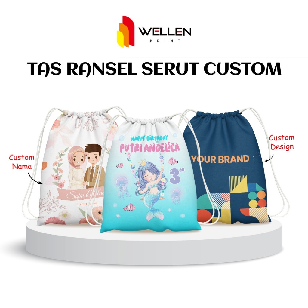 Jual WELLEN PRINT – Cetak Tas Ransel Serut Custom / Drawstring Bag Full Print Multifungsi Ide ...
