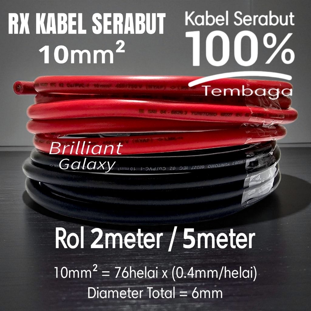 Jual RX 10mm² 10mm - Kabel Polos Serabut TEMBAGA Otomotive - Rol 2meter ...