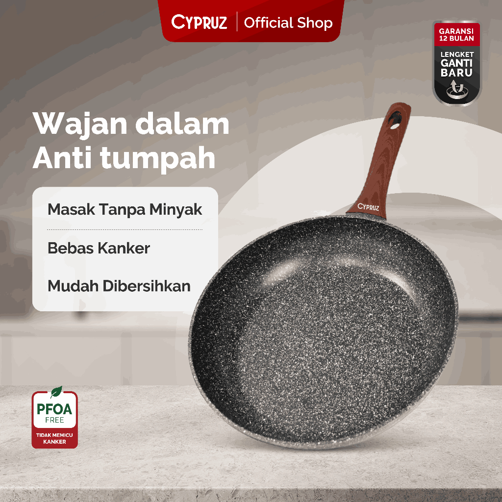 Jual Cypruz Wajan Penggorengan Anti Lengket Fry Pan Marble 24cm ...