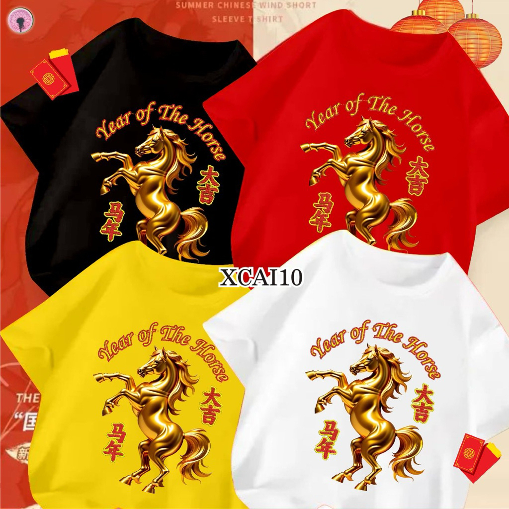 Jual DOJU XXAI10 baju kaos Family CNY shio KUDA imlek Gong Xi Fa Cai ...