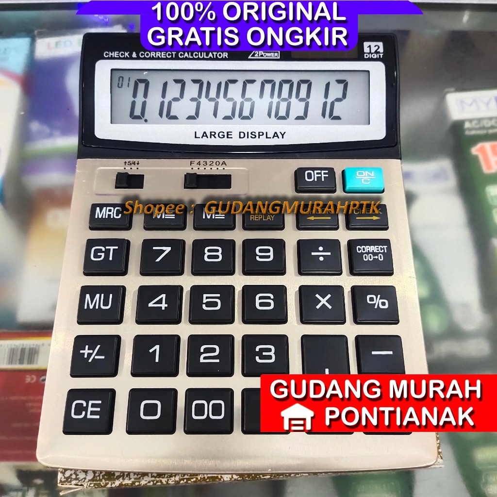 Jual Kalkulator JUMBO Size GEDE 12 Digit 2 sumber Tenaga Surya dan ...