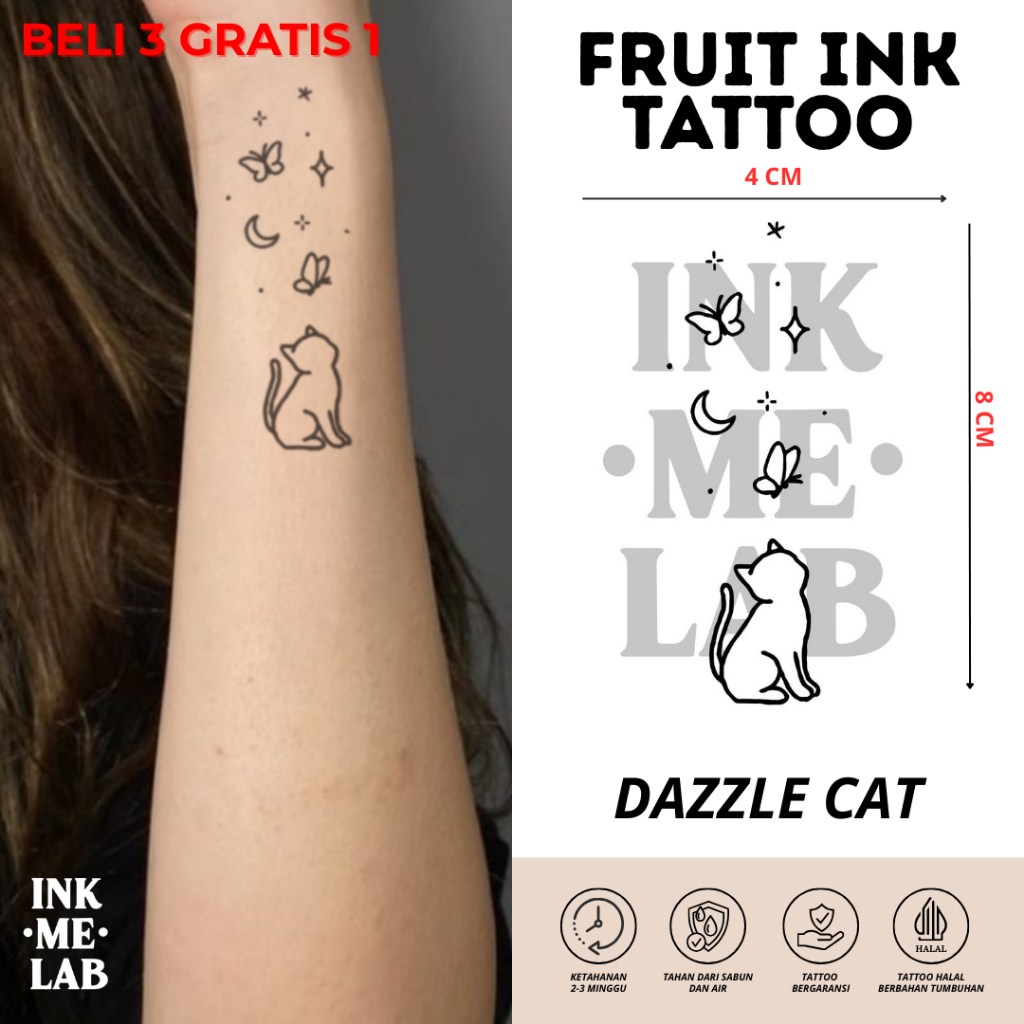 Jual INKMELAB - DAZZLE CAT Fruit Ink Temporary Tattoo 4X8CM - Tato ...