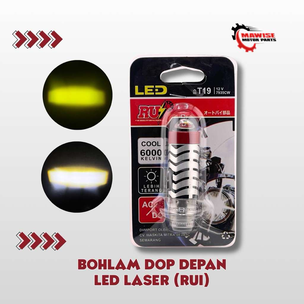 Jual BOHLAM DOP DEPAN LED LASER RUI – BOHLAM LED LASER T19 PUTIH DEPAN ...