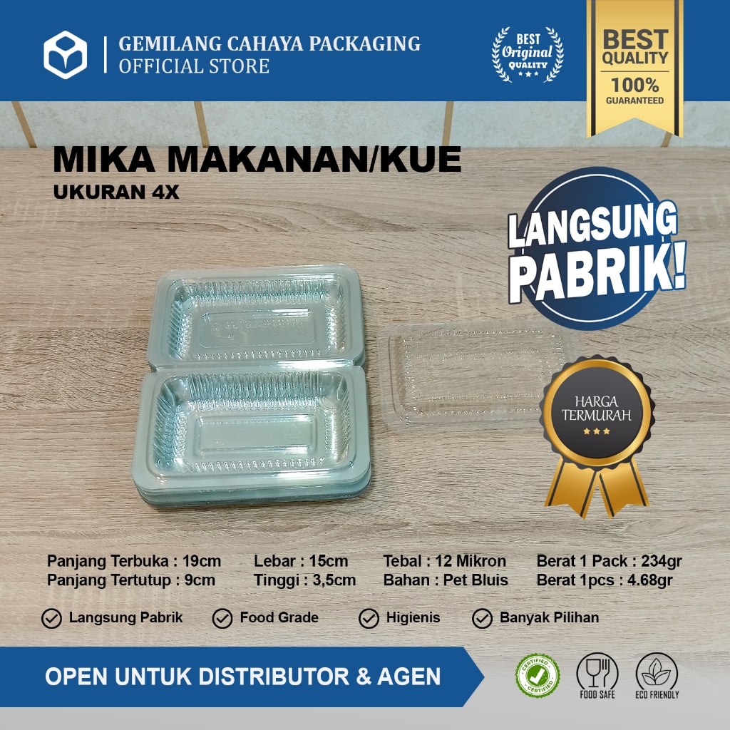 Jual Mika Plastik Makanan / Kue Ukuran 4X -1 Dus isi 40 Pack | Shopee ...