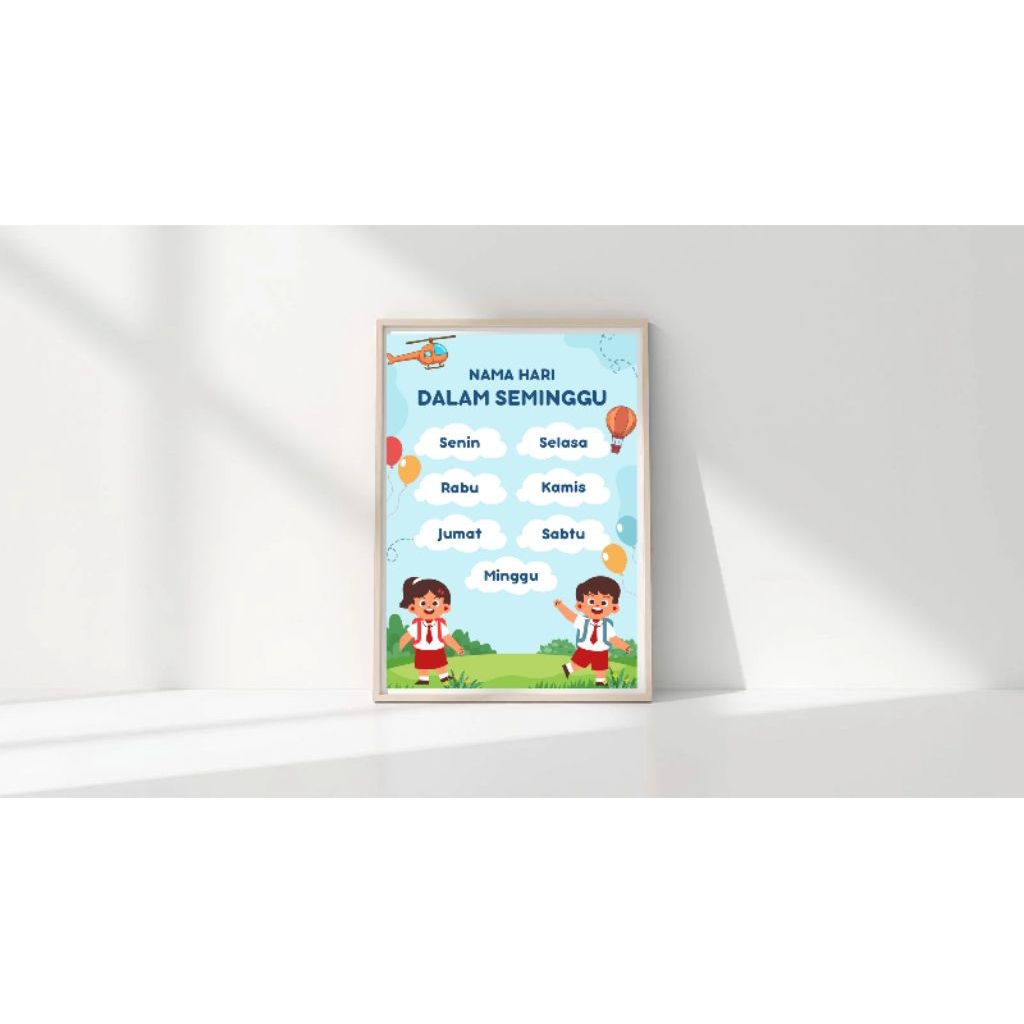 Jual Poster Edukasi Nama Hari - Hiasan Dinding Kamar Anak - Dekorasi ...