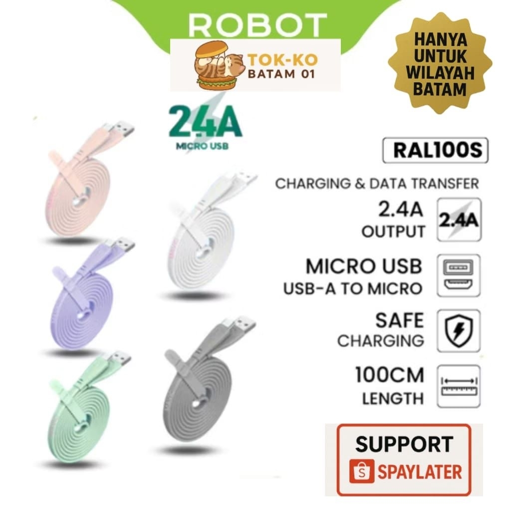 Jual KABEL DATA KABEL CAS ROBOT ECERAN 2.4 A USB TO LIGHTNING IPHONE ...