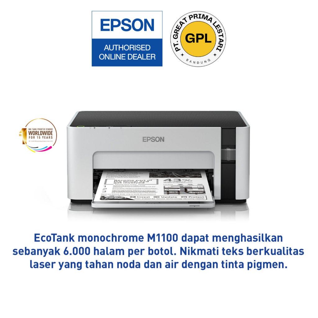 Jual Printer Epson M1100 M 1100 M-1100 Monochrome EcoTank Ink Tank ...