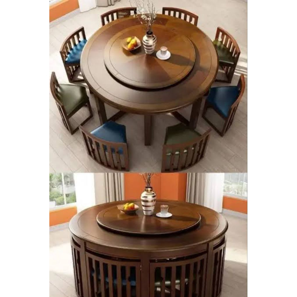 Jual Meja makan bulat jati 8 kursi | Shopee Indonesia