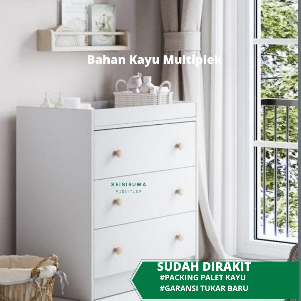 Jual Drawer Pakaian Nakas Minimalis 3 Laci Serbaguna Putih Lemari ...