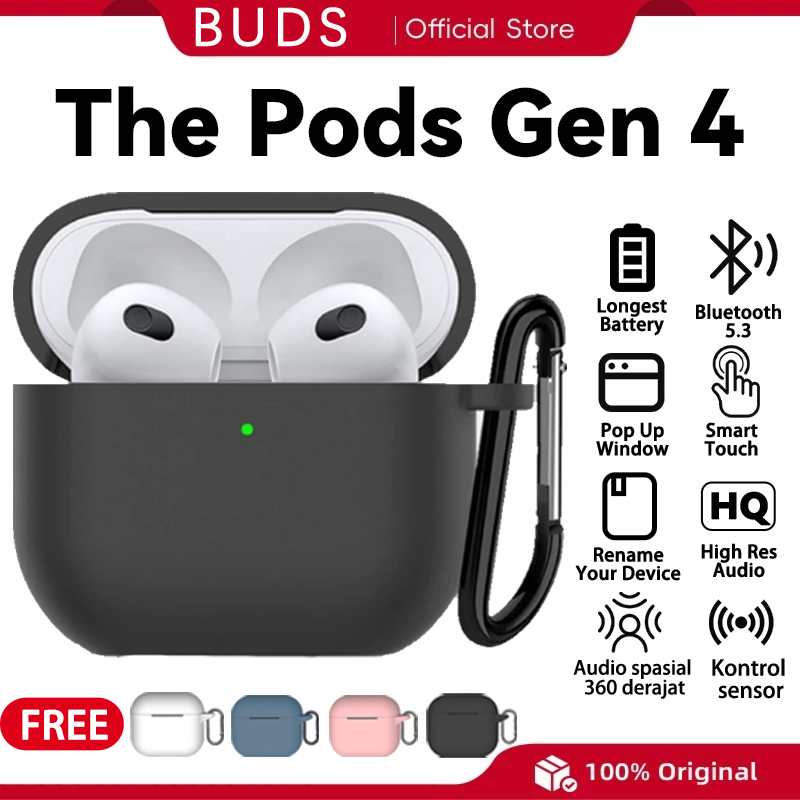 Jual Buds TWS Pods Gen4 Earphone bluetooth headset 9D Hifi Stereo ...