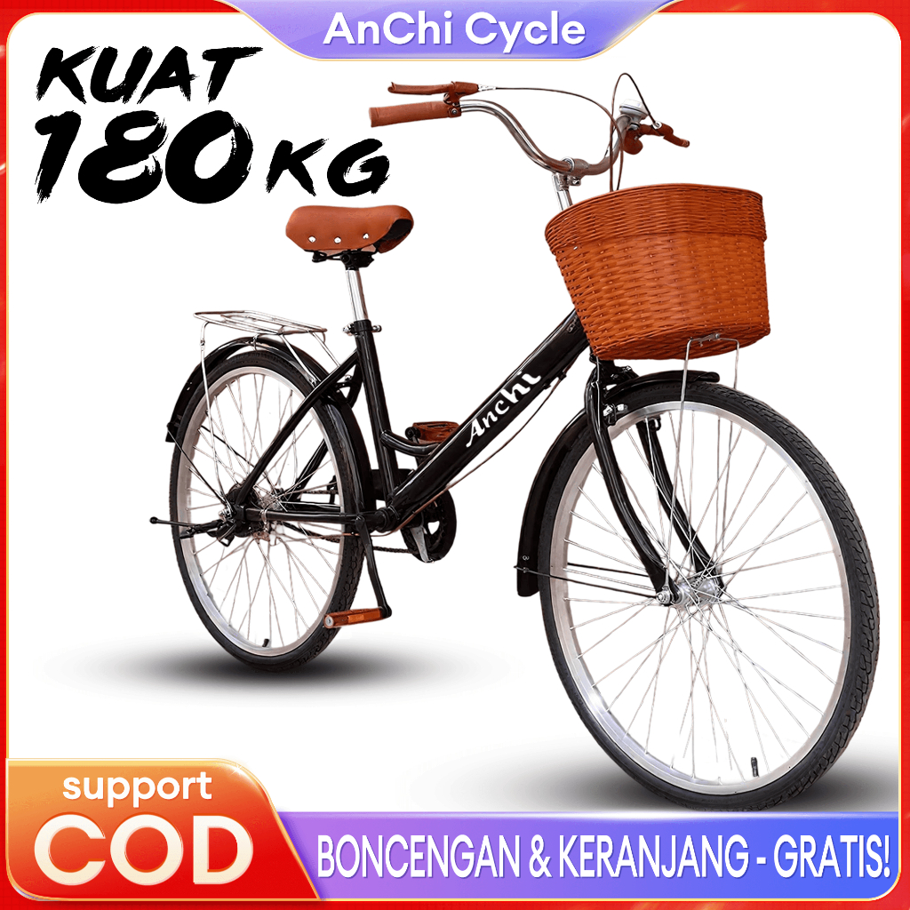Jual Anchi【Ready stock】Sepeda Dewasa Ukuran 24/26 Inci Sepeda Perempuan Keranjang Remaja Dewasa ...