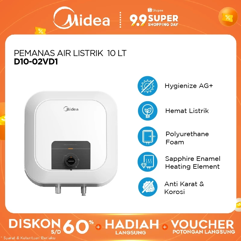 Jual Midea Electric Water Heater 10 Liter/15 Liter Xpress Heating & Certified Anti Bacterial ISO ...