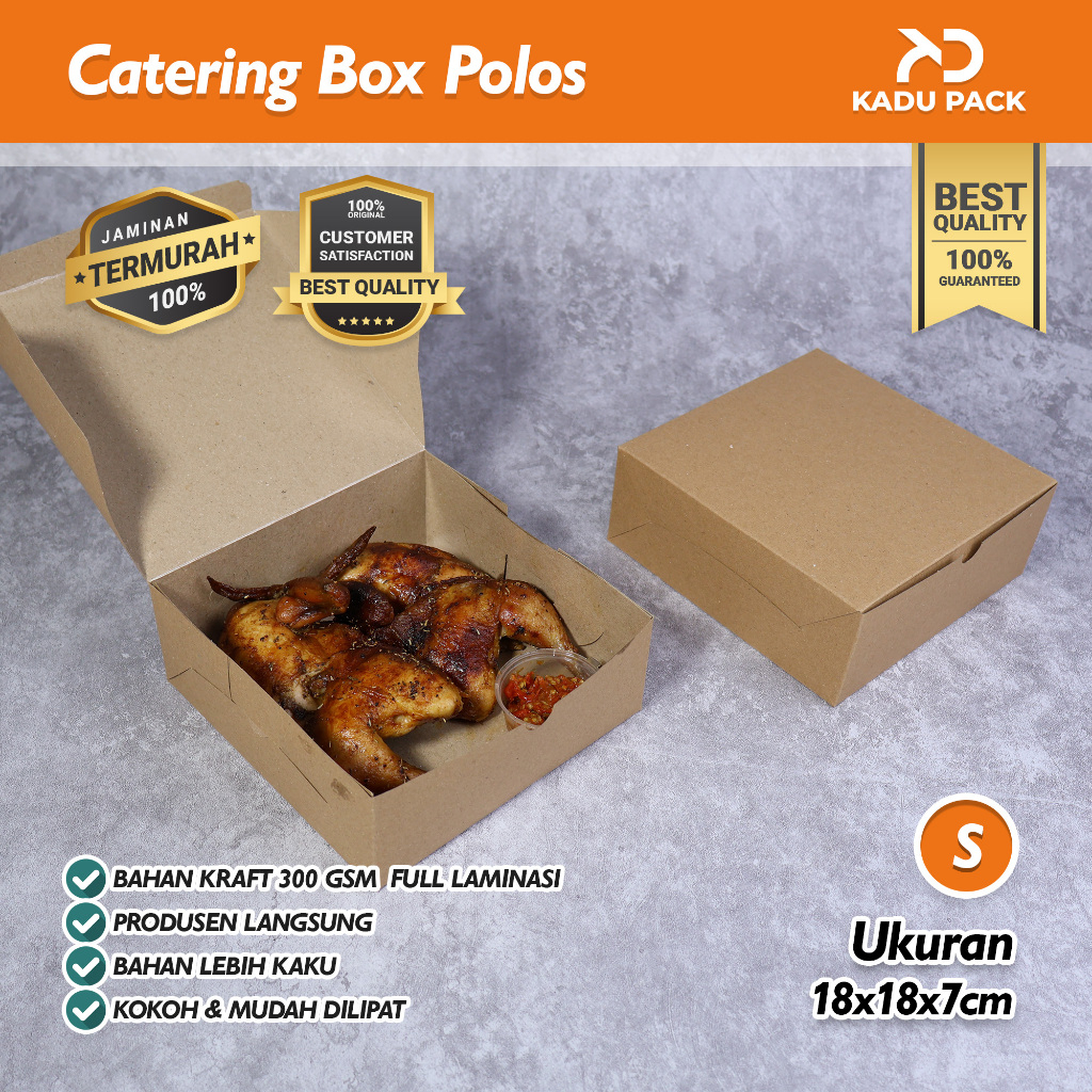 Jual 40 Pcs Box Nasi Catering Laminasi 18x18 Polos | Kraft 300 GSM ...