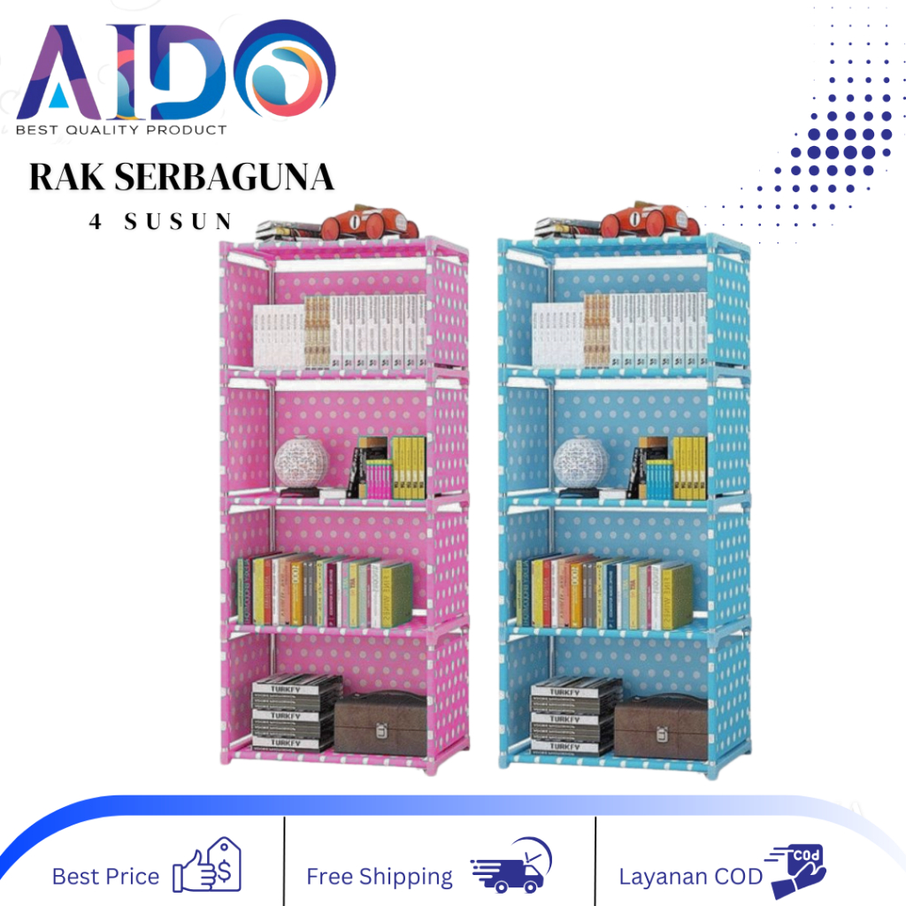 Jual Rak buku serbaguna portable 4 susun Rak Portable 4 Susun Rak Buku ...