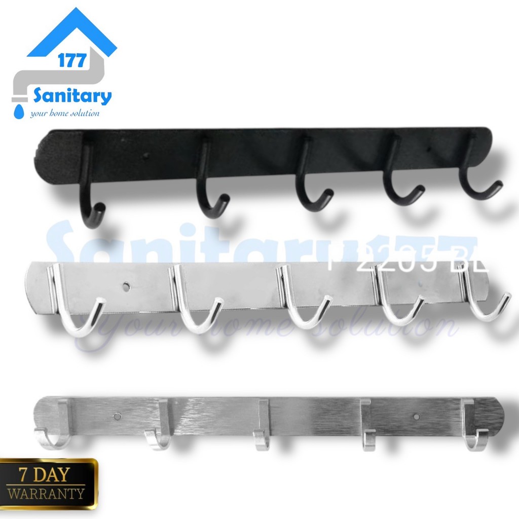 Jual Kapstok Aluminium 5 Kait HITAM silver 6785 Black Murah - Gantungan ...