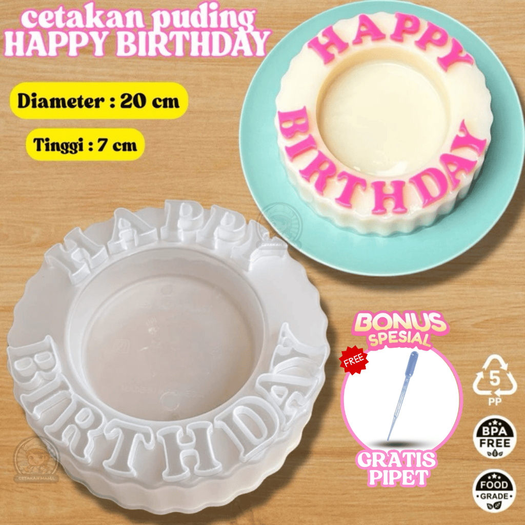 Jual Cetakan Puding Happy Birthday Ulang Tahun Plastik Premium 1,2 ...