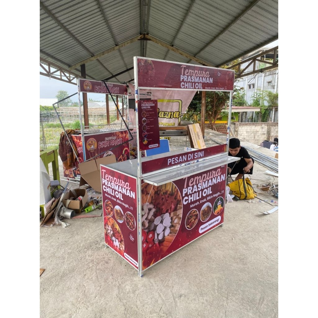 Jual Gerobak lipat both portable jumbo 120x60 Atap Segi 3 tahan beban ...